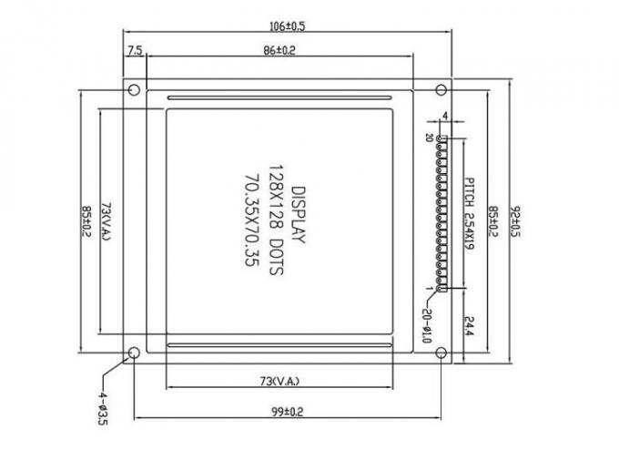 Multi Luangage 128 x 64 Graphic LCD Display -20 ~ 70C Operating ISO 14001 Approved